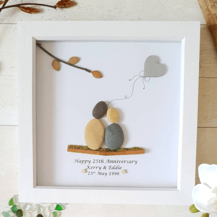 Personalized 25th Anniversary Pebble Art - Gift for Husband or Wife ...